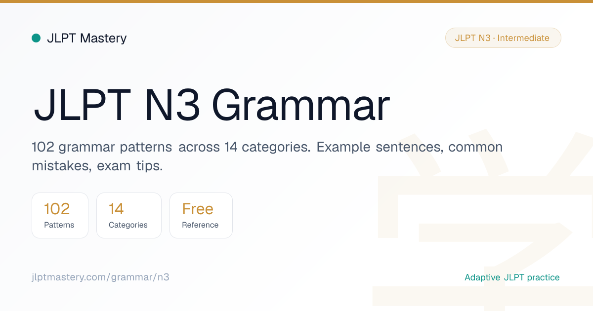 JLPT N3 Grammar List - All Patterns by Category | JLPT Mastery