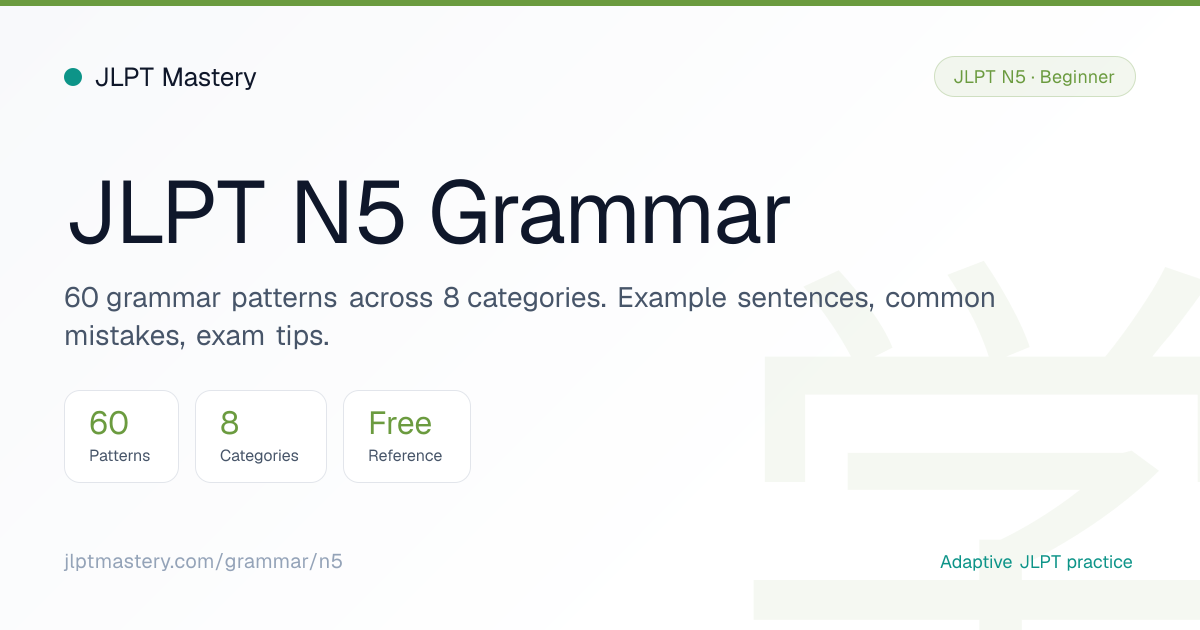 JLPT N5 Grammar List - All Patterns by Category | JLPT Mastery